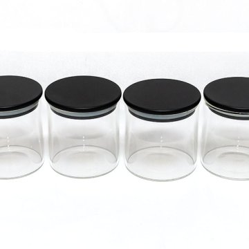 glass tube jars with black lid|glass jars with bamboo lid