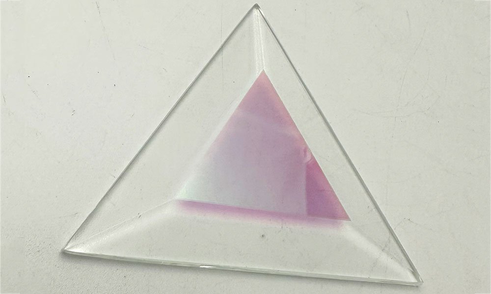 bevel cluster|Iridescent rainbow triangle bevels|Dichroic glass bevels