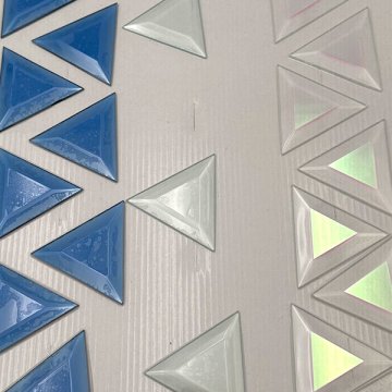 bevel cluster|Iridescent rainbow triangle bevels|Dichroic glass bevels