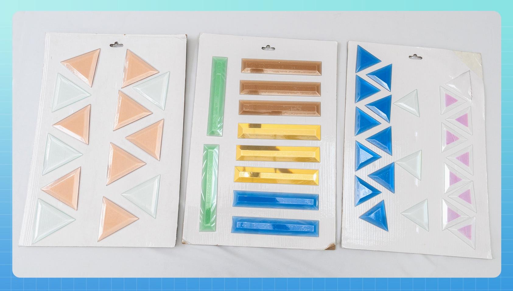 Rectangle bevels |Iridescent rainbow triangle bevels|Dichroic glass bevels