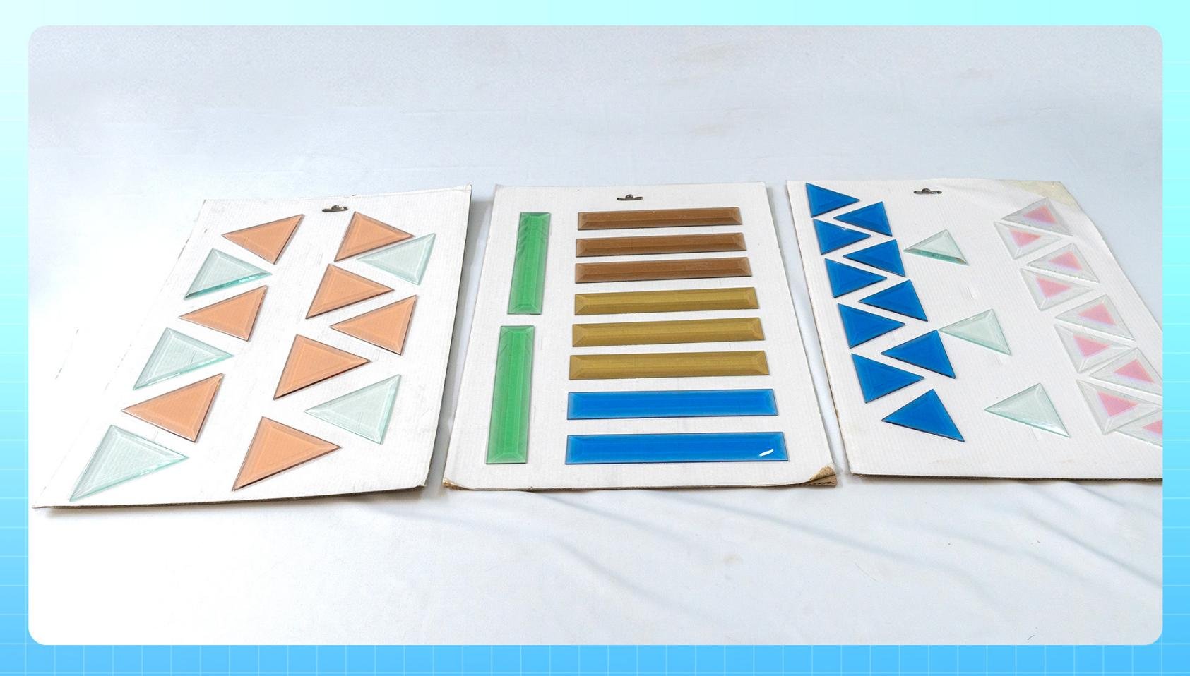 Rectangle bevels |Iridescent rainbow triangle bevels|Dichroic glass bevels