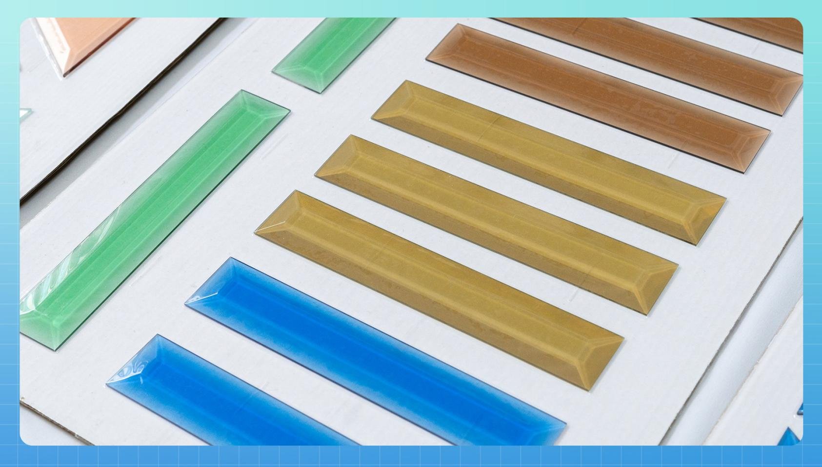 Rectangle bevels |Iridescent rainbow triangle bevels|Dichroic glass bevels