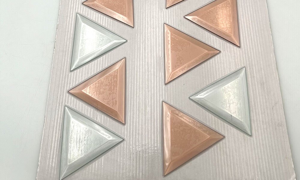 bevel cluster|Iridescent rainbow triangle bevels|Dichroic glass bevels