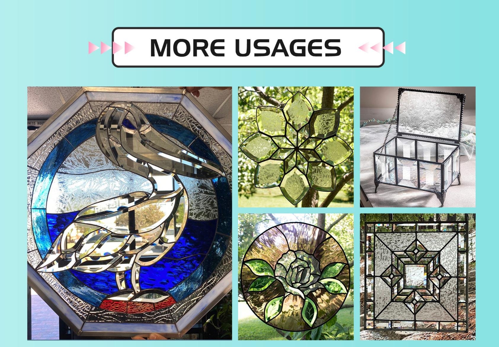 Rectangle bevels |Iridescent rainbow triangle bevels|Dichroic glass bevels