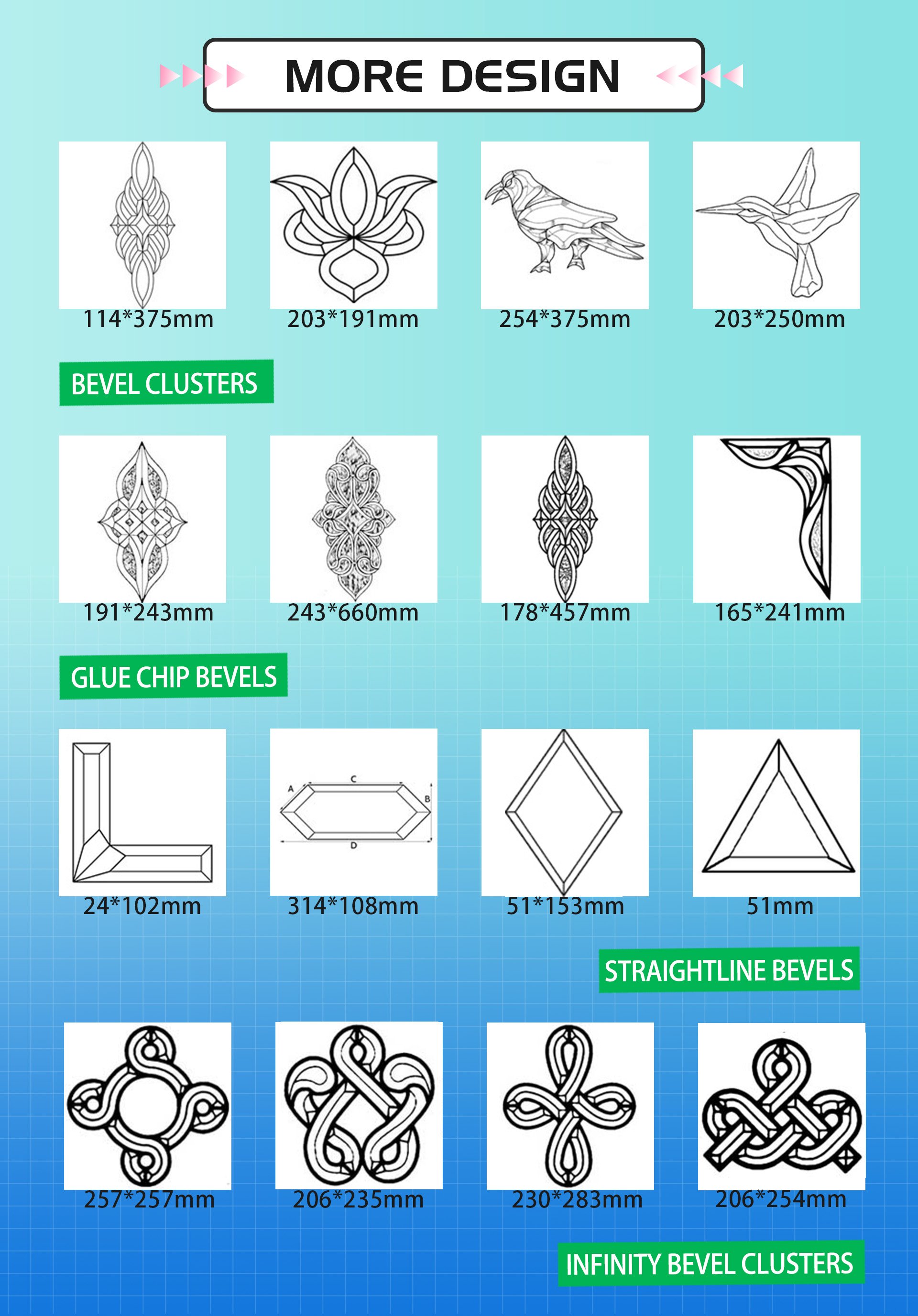 Beveled Glass Clusters|Beveled Glass|Bevel Clusters